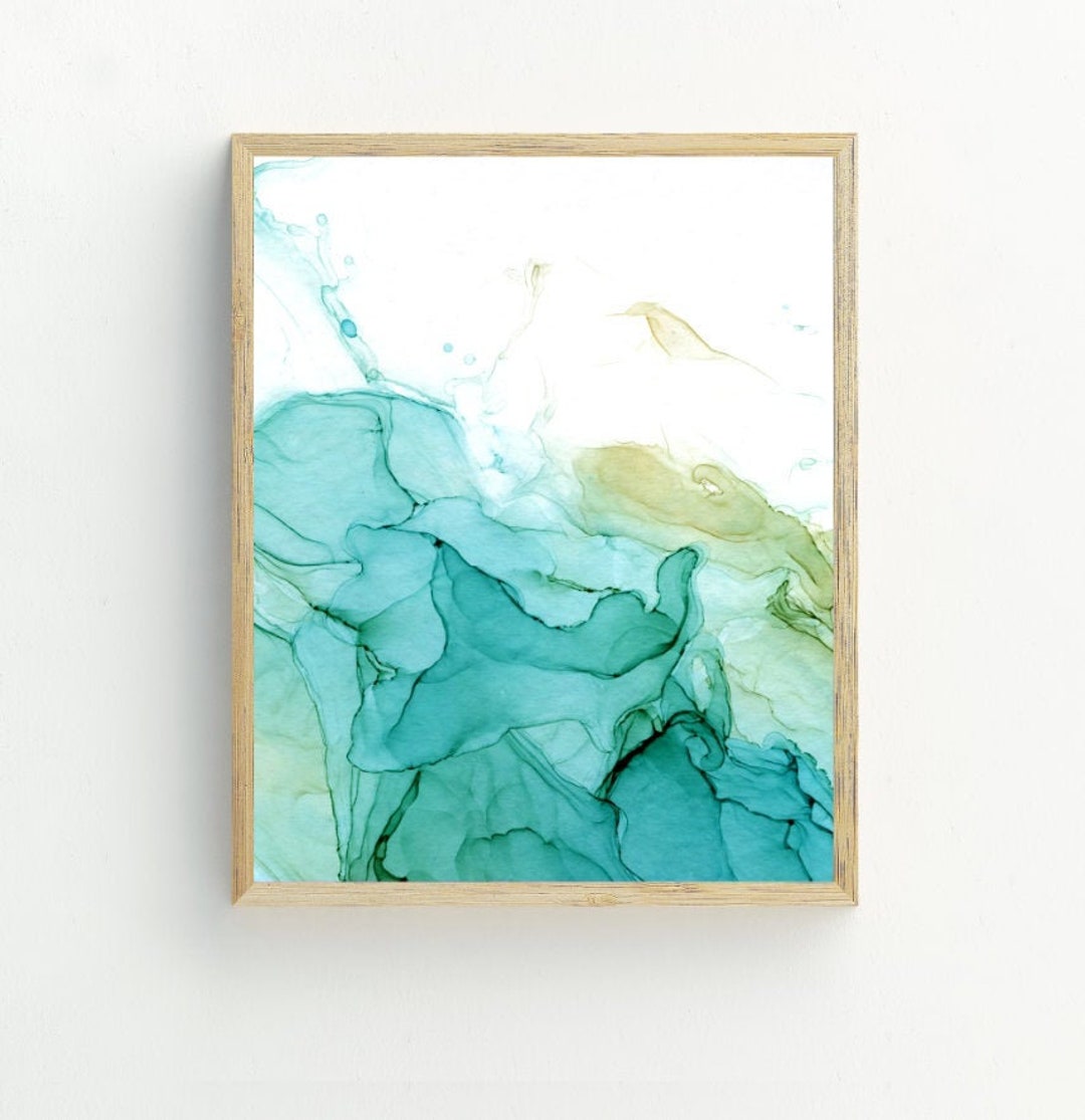 Abstract Art Print, Teal Green Abstract Watercolor Wall Decor ...
