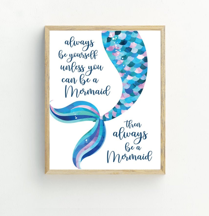 Mermaid Print, Mermaid Wall Art, Mermaid Printable Art, Mermaid Decor ...
