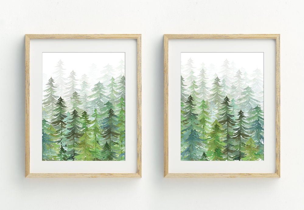 Forest Prints Pine Trees Print Woodland Wall Art Printable - Etsy Canada