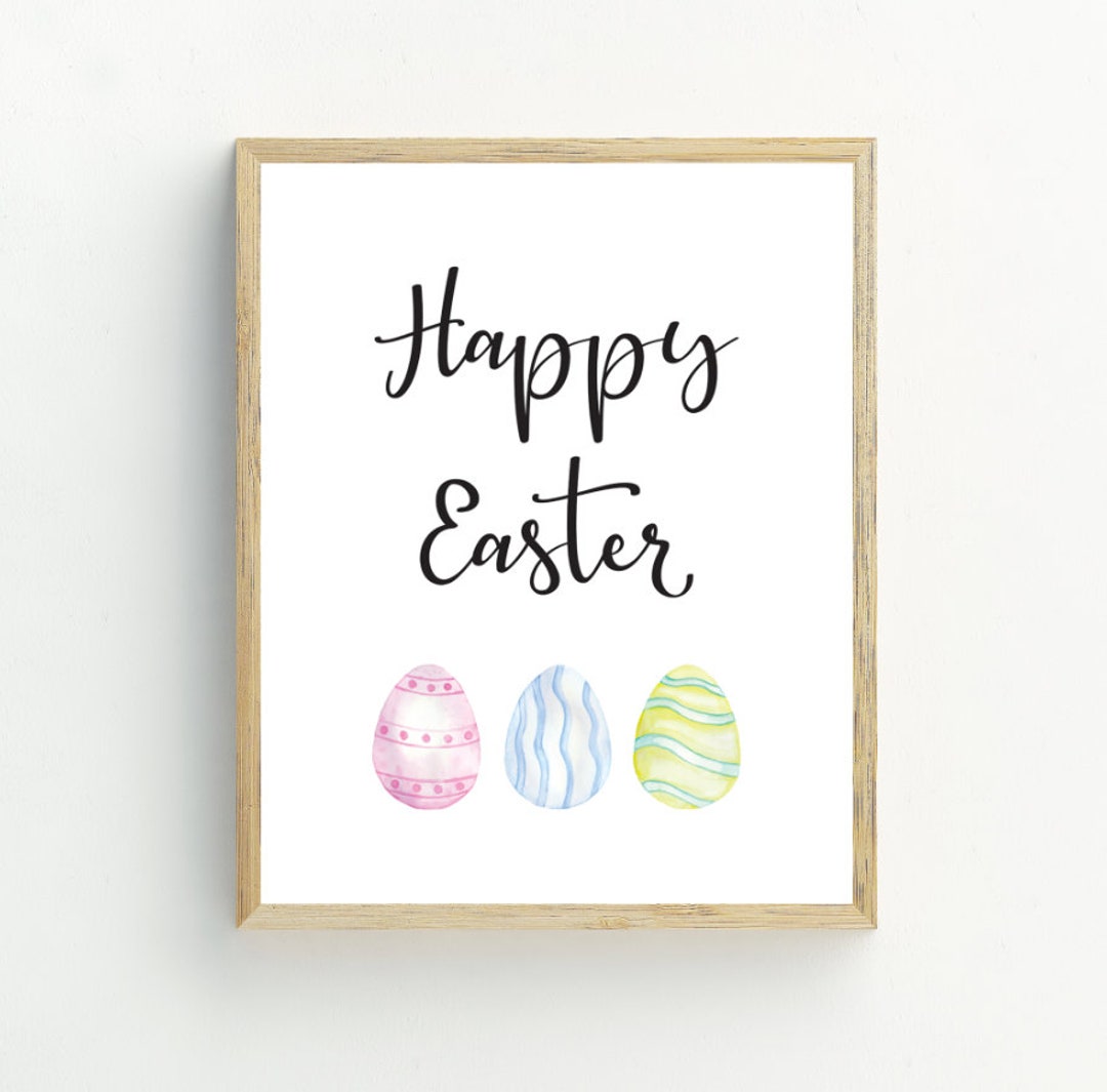 Easter Decor, Happy Easter Printable, Spring Decorations, Eggs Print ...