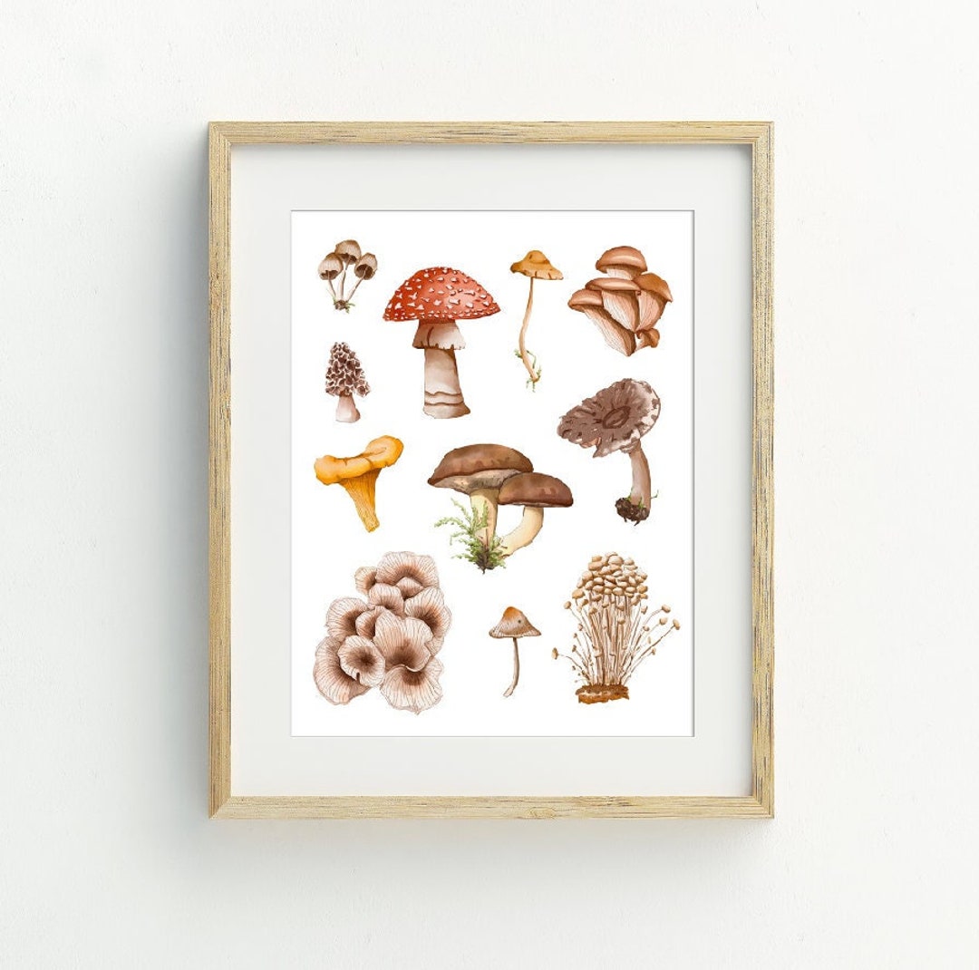 Mushroom Print, Woodland Wall Decor, Mushroom Wall Art, Mushrooms ...