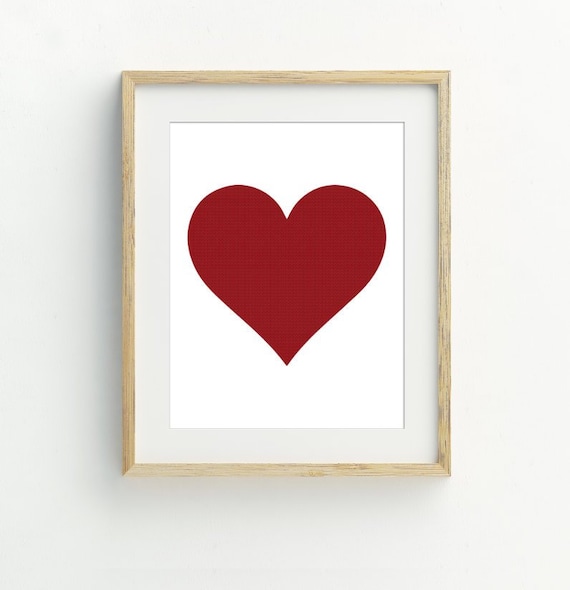 Red Heart Print Heart Printable Wall Art Valentines Day | Etsy