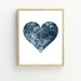 Blue Marble Heart Print, Marble Wall Art, Instant Download Printable ...