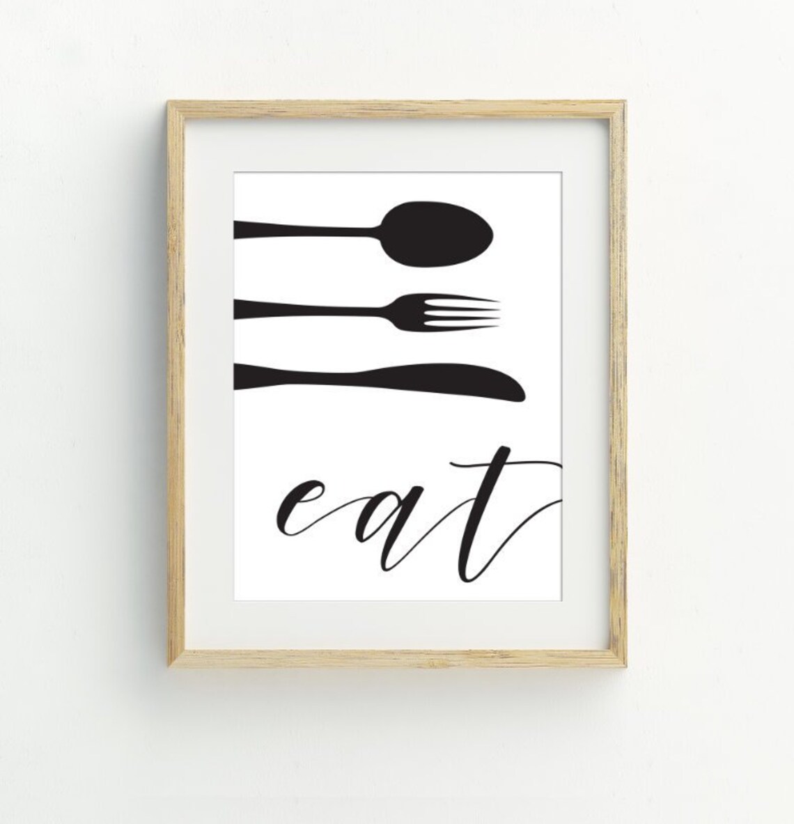 Eat Print Kitchen Wall Art Cutlery Art Print Printable | Etsy