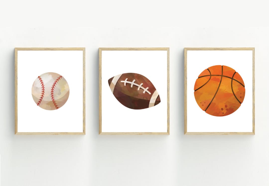 Sports Balls Print, Sports Balls Wall Art, Boy Bedroom Decor, Football ...