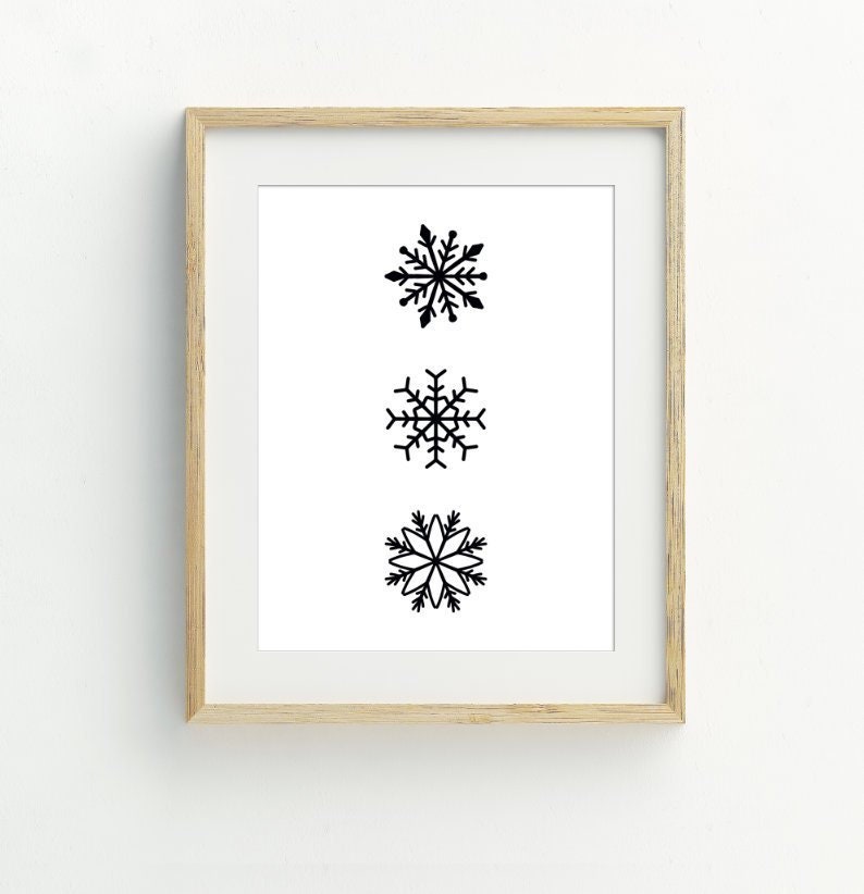 Snowflakes Art Prints Christmas Printable Wall Art Instant - Etsy