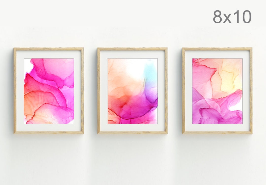 Abstract Art Print, Pink and Orange Abstract Watercolor, Abstract Wall ...