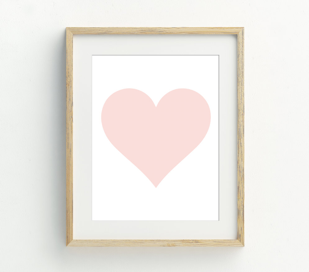 Pink Heart Print Blush Pink Heart Printable Wall Art Heart - Etsy