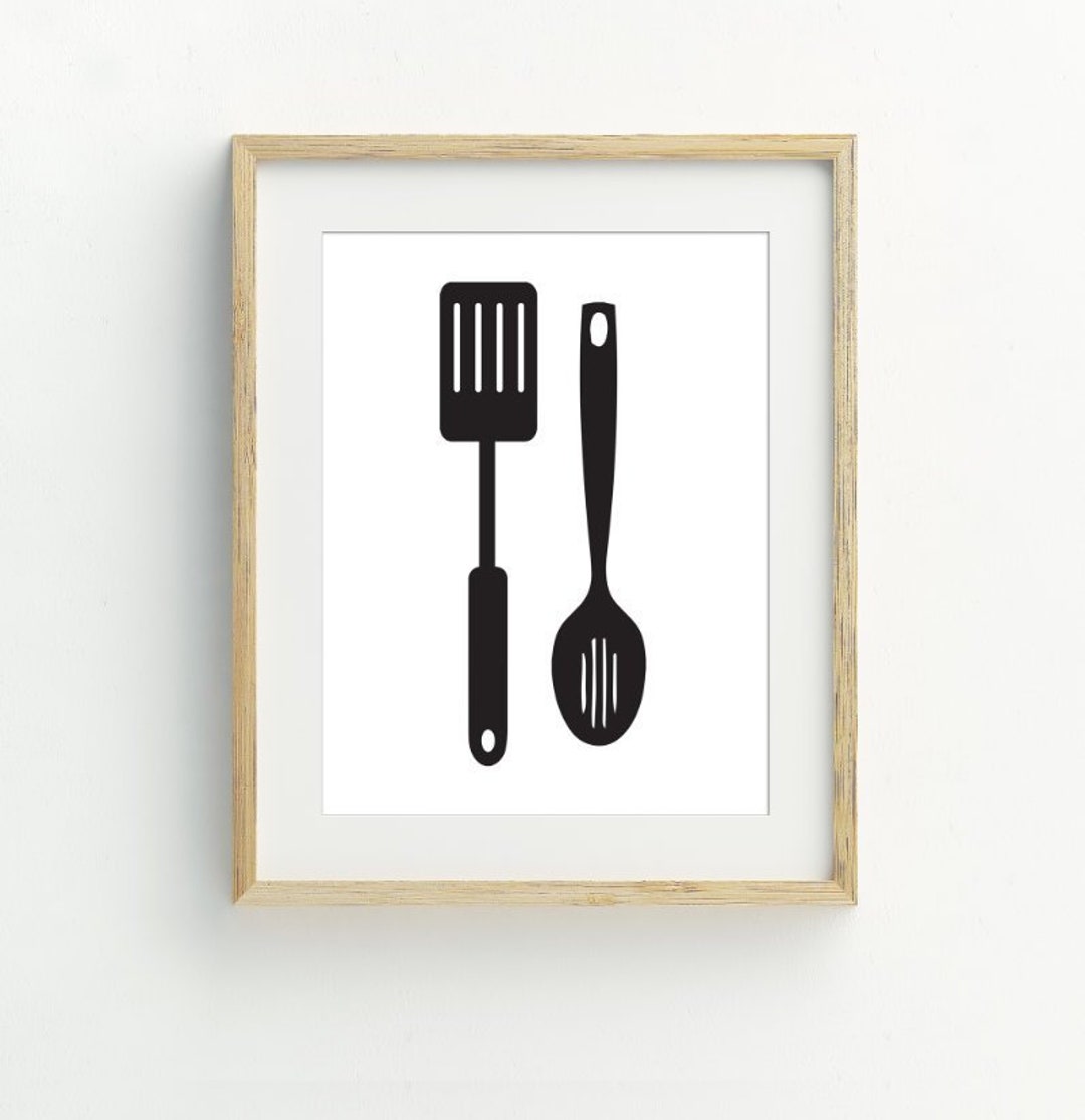 Kitchen Print, Flipper and Spoon Print, Kitchen Printable Digital ...