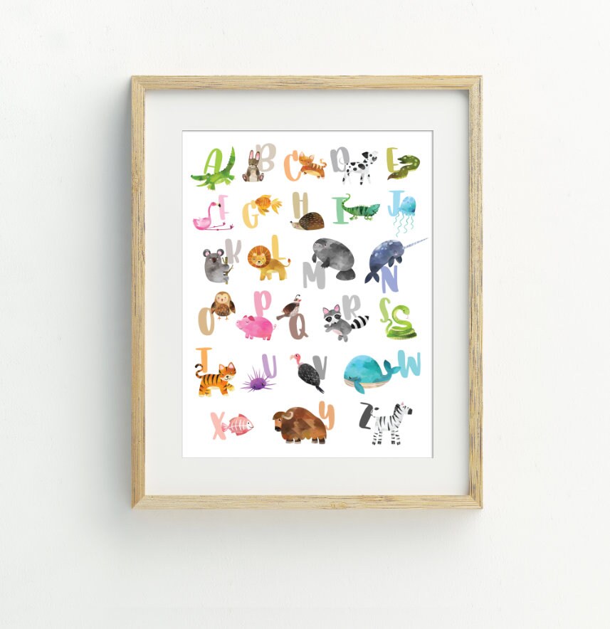 Animal Alphabet Nursery Wall Art Alphabet Printable Art | Etsy