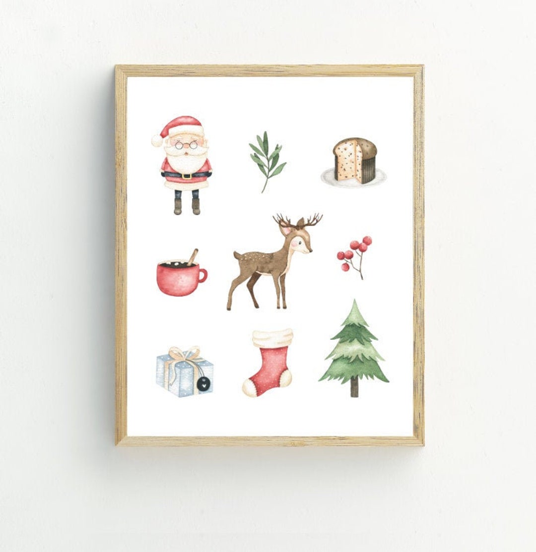 Christmas Printable, Santa Print, Christmas Art Print, Christmas Wall ...