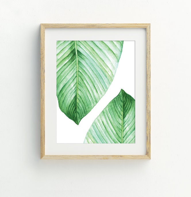 Leaf Watercolor Printable Art Leaf Art Print Botanical Wall | Etsy