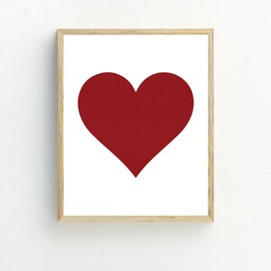 Red Heart Print, Heart Printable Wall Art, Valentines Day Printable ...