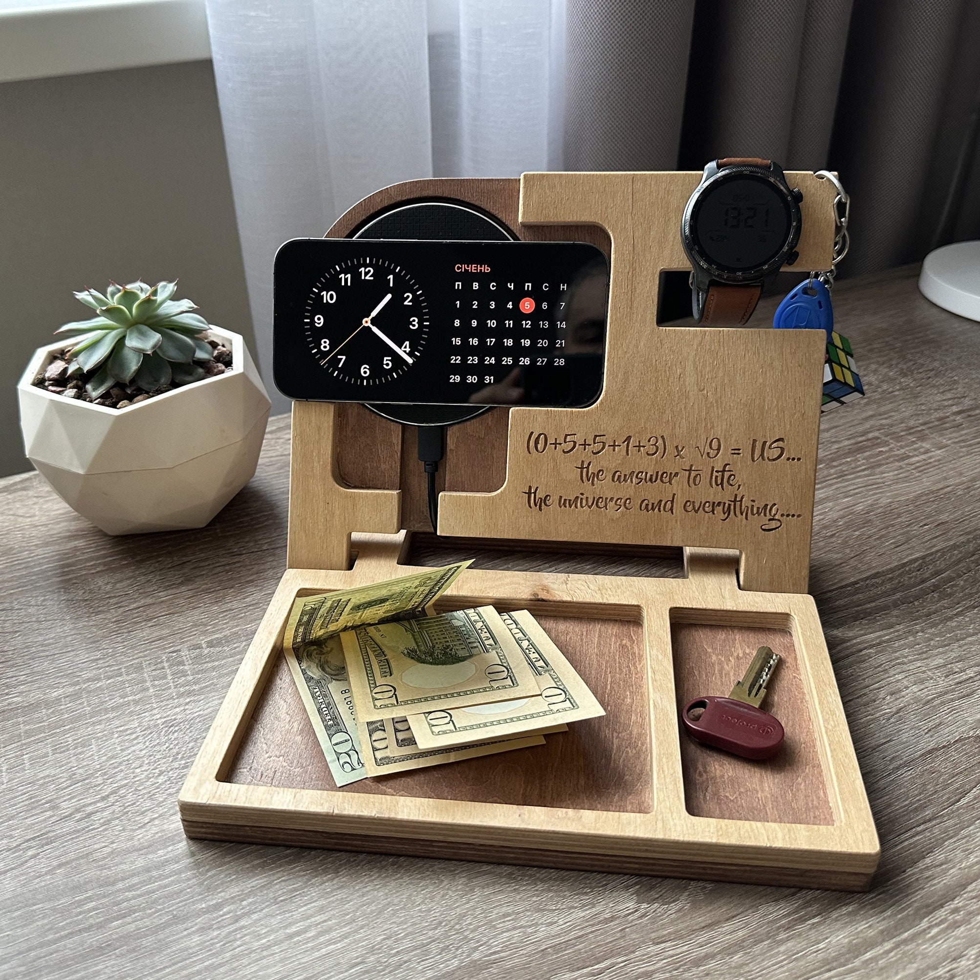 Stylish and Functional Wooden Docking Station for Smartphones and Other ...