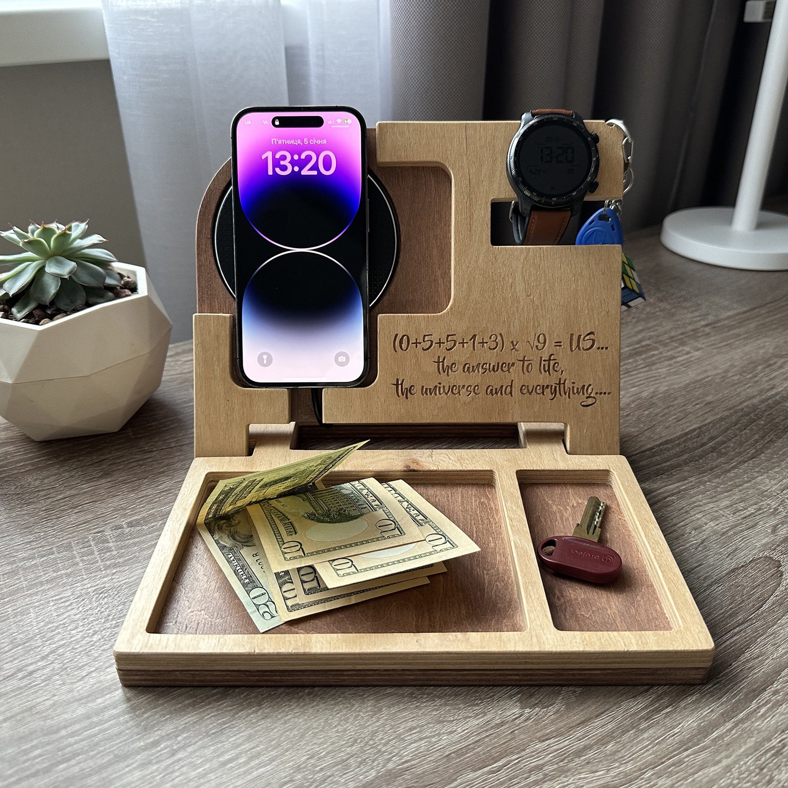 Stylish and Functional Wooden Docking Station for Smartphones and Other ...