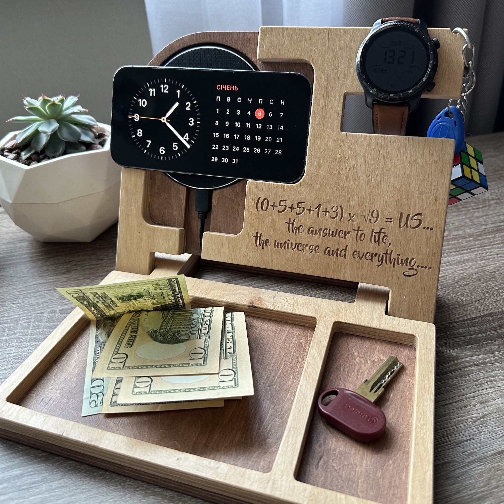 Stylish and Functional Wooden Docking Station for Smartphones and Other ...