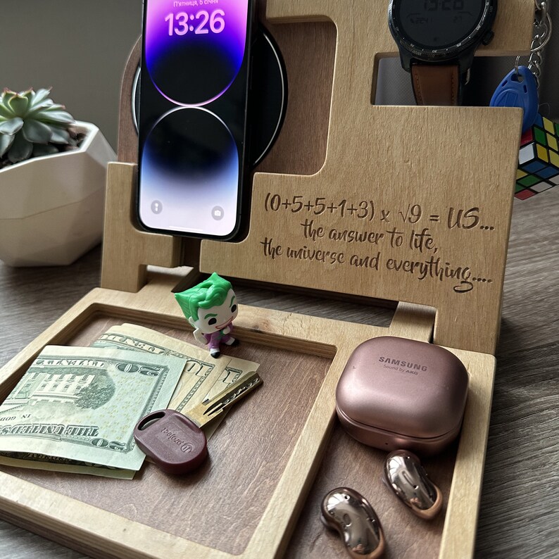 Stylish and Functional Wooden Docking Station for Smartphones and Other ...