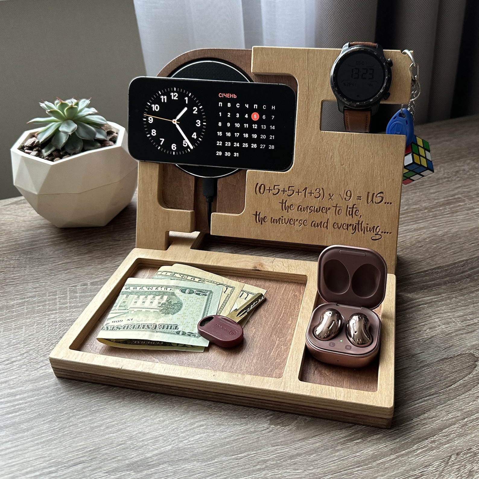 Stylish and Functional Wooden Docking Station for Smartphones and Other ...