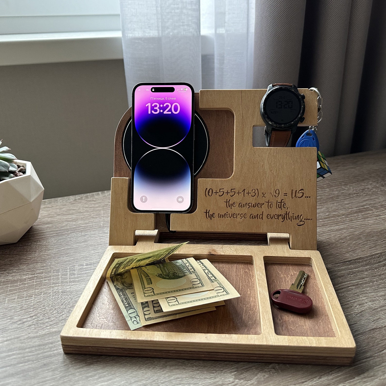 Stylish and Functional Wooden Docking Station for Smartphones and Other ...