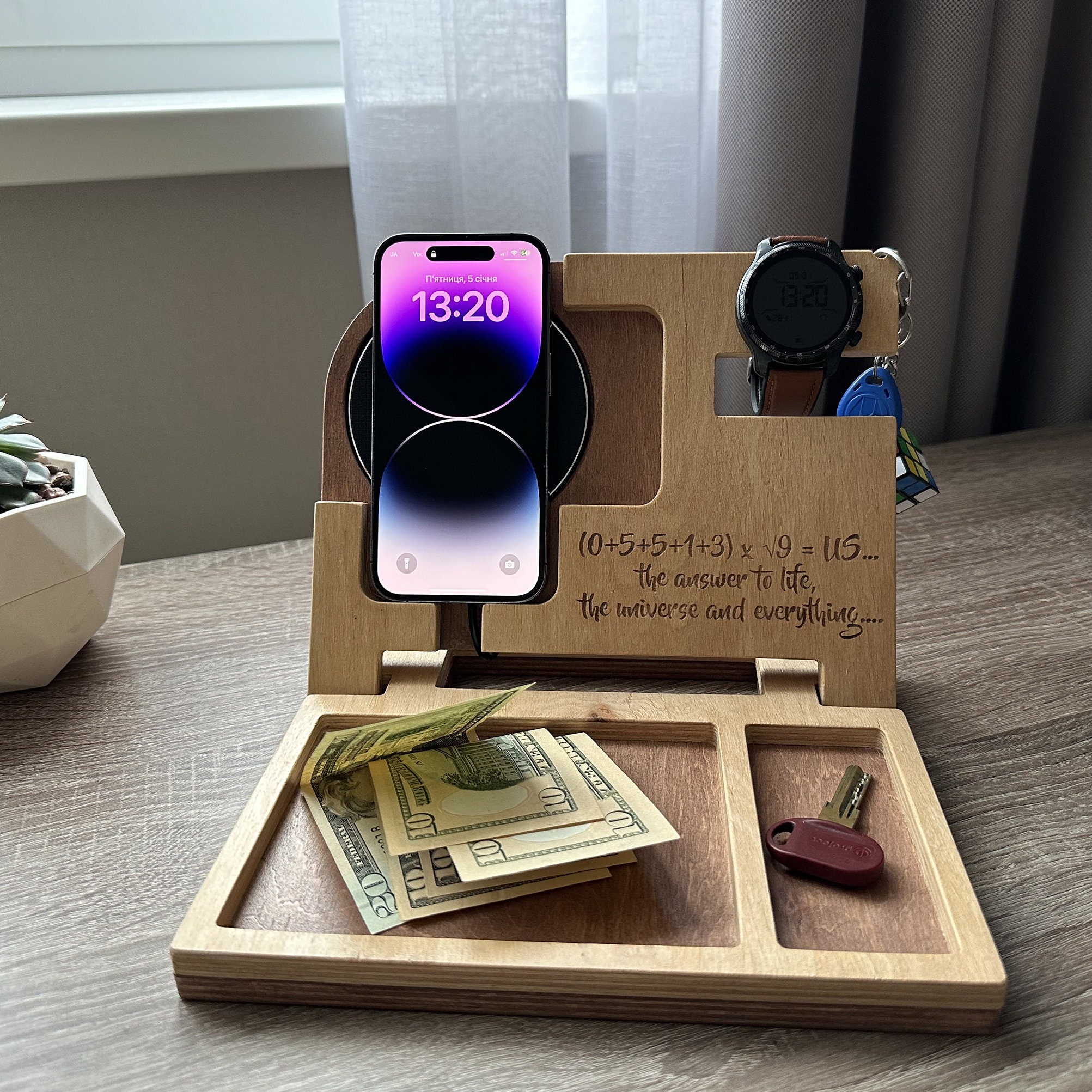 Stylish and Functional Wooden Docking Station for Smartphones and Other ...