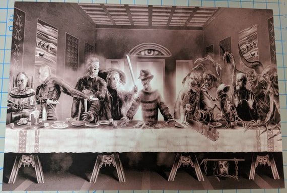 New Art Print Of Original Drawing Horror Last Supper 2 Sizes Etsy