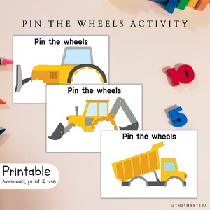 Pin the Wheels | Construction Birthday Theme | Printable Party Game - Etsy