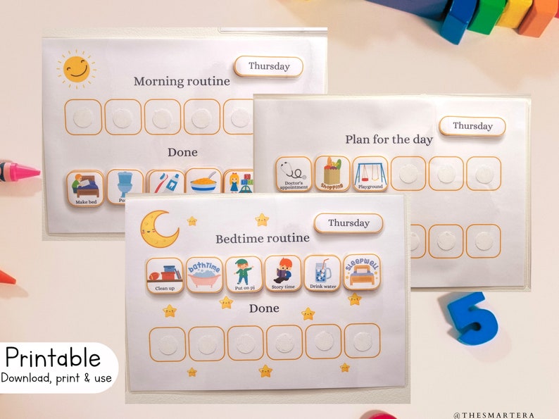 Printable Chore Chart for Kids. Visual Schedule to Help Toddlers With ...