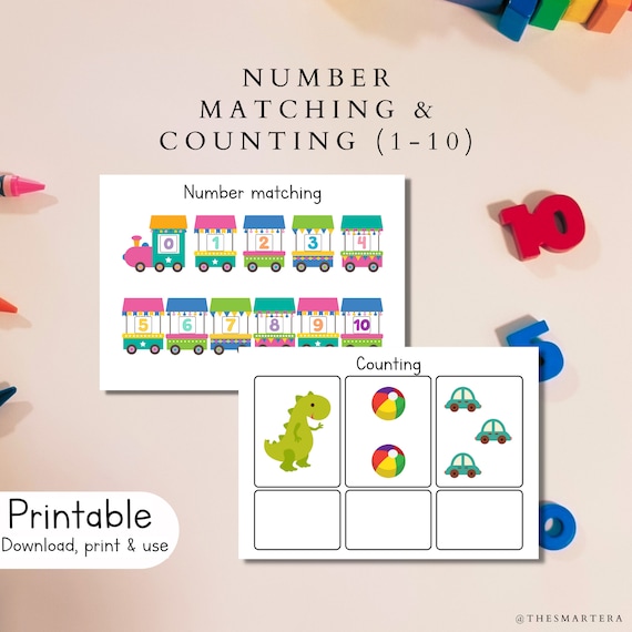 Number Matching and Counting Activity Preschool Printable - Etsy