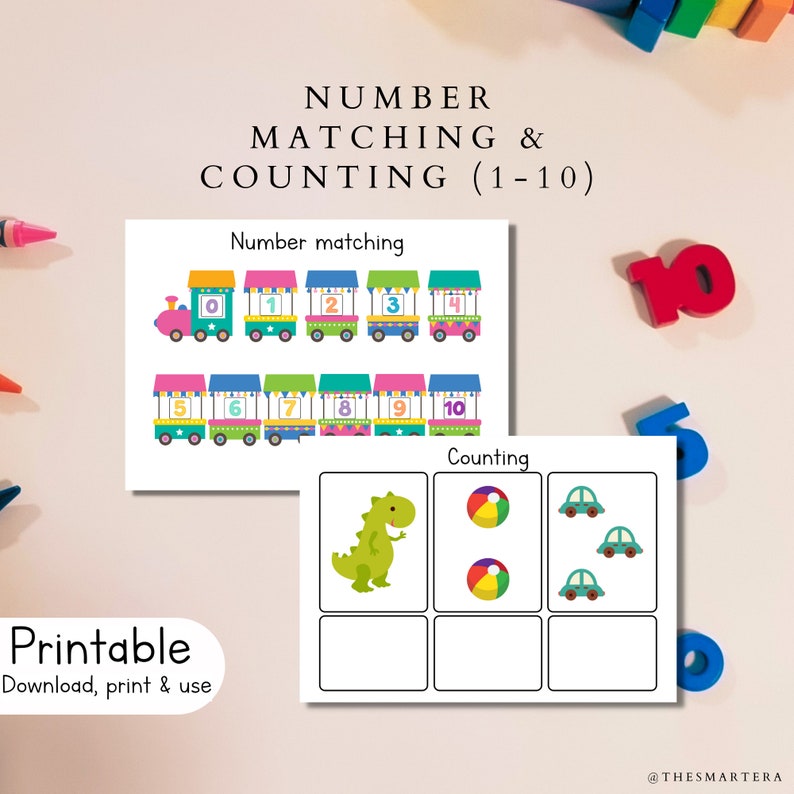Number Matching and Counting Activity - Preschool Printable - Number ...