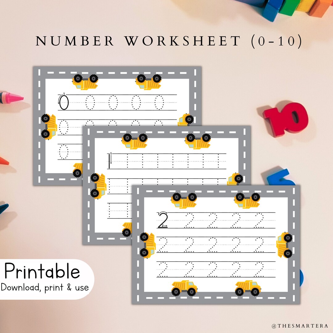 Number Tracing Worksheet | 0 to 10 Preschool Printables | Number ...