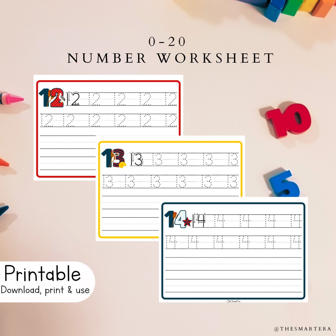 0 20 Number Tracing Worksheet Printable Numbers Practice Activity ...