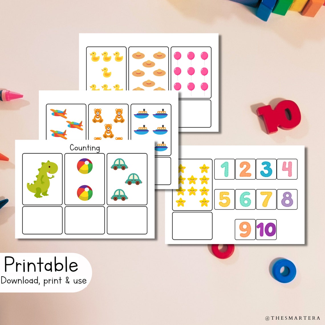 Number Matching and Counting Activity - Preschool Printable - Number ...