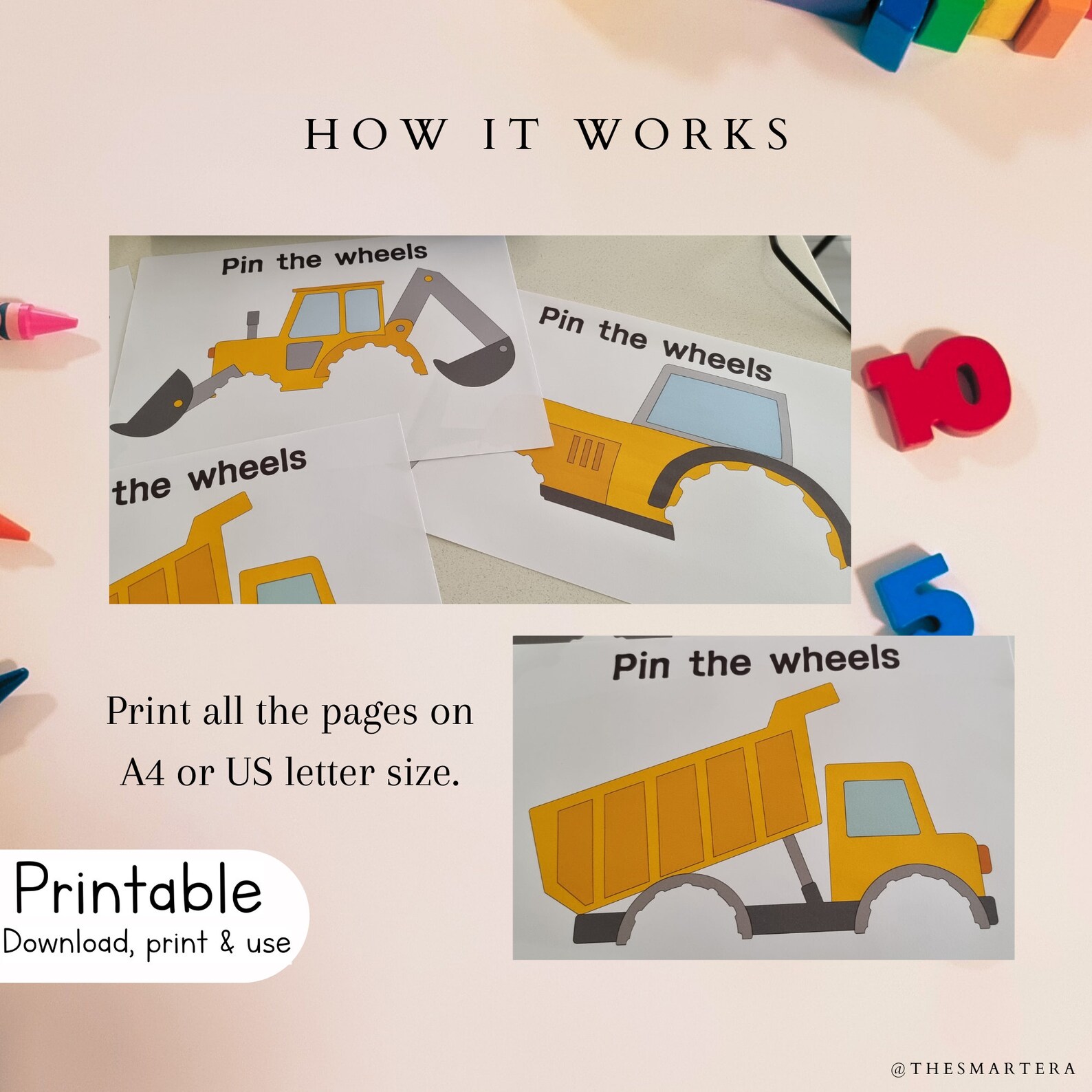 Pin the Wheels | Construction Birthday Theme | Printable Party Game - Etsy