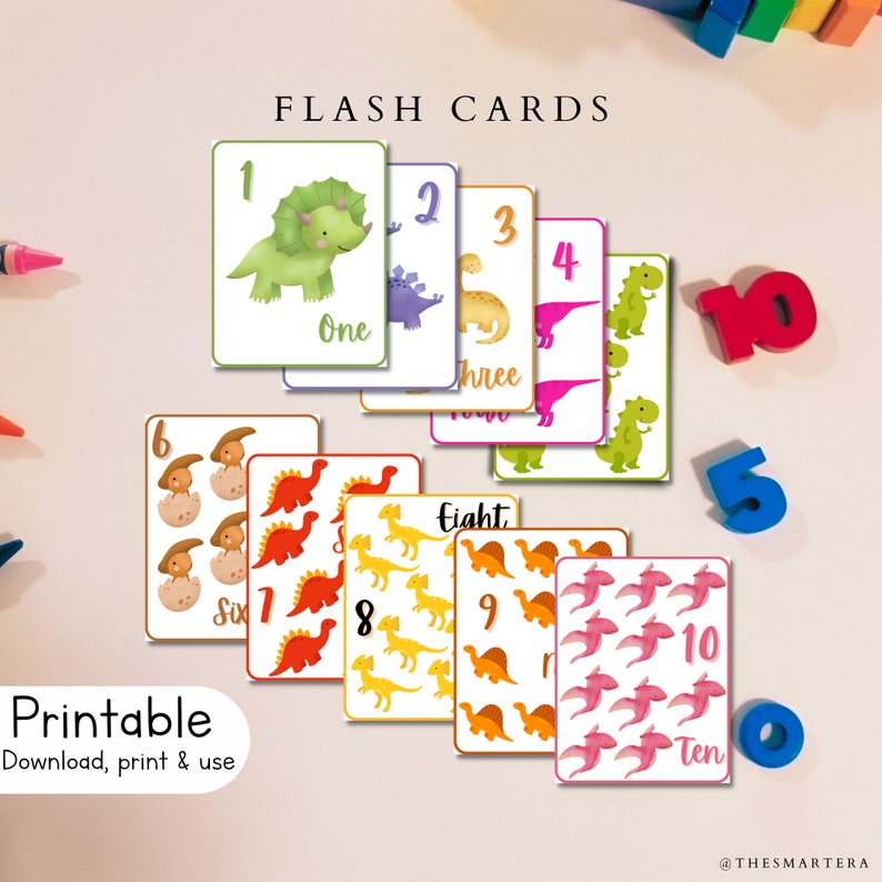 Number Flash Cards Printable for Toddlers (1 - 10)- Montessori Fun Kids ...