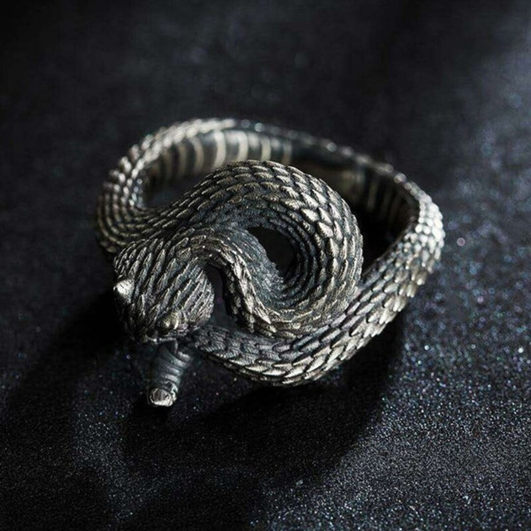 Black Snake Ring Viking Ring Animal Presence Full Silver - Etsy