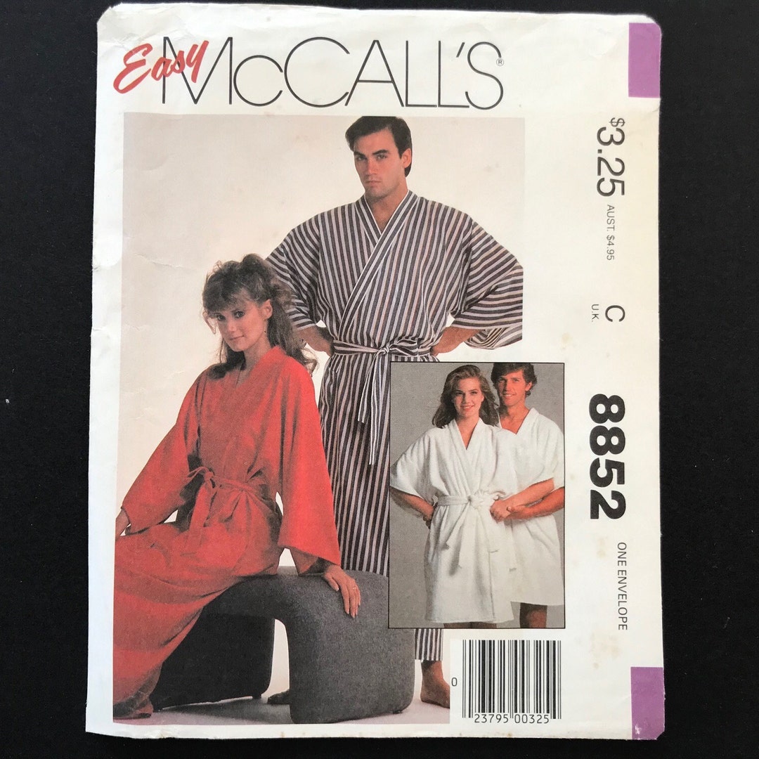 Easy to Sew Front Wrap Bathrobes W Tie Belt. Unisex for - Etsy