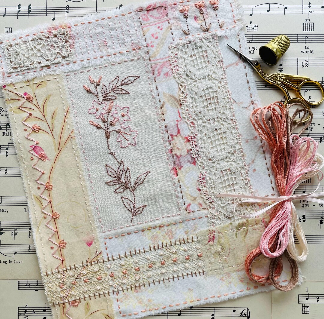 Blush Slow Stitch/embroidery Kit With Full-color Instructions, Floss ...