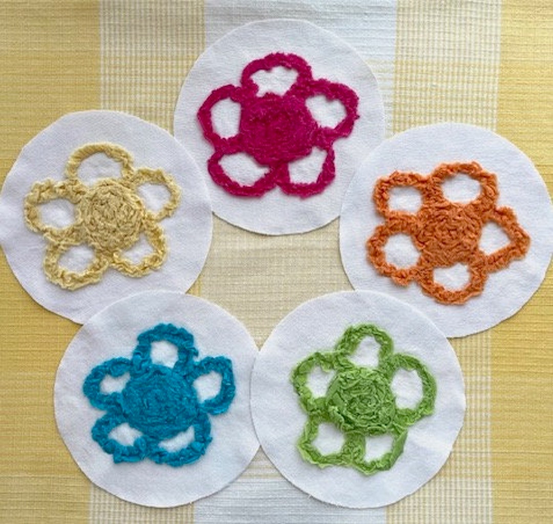 Adorable Rag Flower Appliqués, Primary Colors for Crafting, Sewing or ...