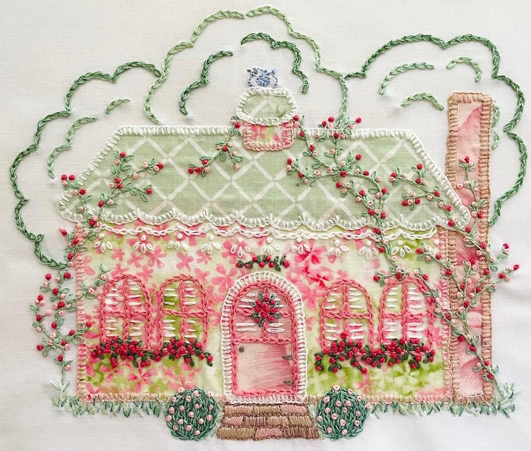 Rose Cottage Embroidery Kit: Slow Stitch Fabric Cottage PLEASE READ ...