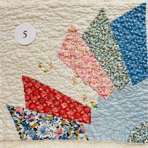 Fan Quilt Squares, Some Feed Sack Fabrics, Cutter Quilt, Hand Stitched ...