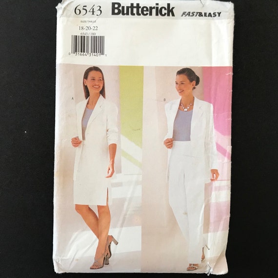 Butterick 6543 Sewing Pattern Women’s Loose-Fitting Jacket Skirt and ...