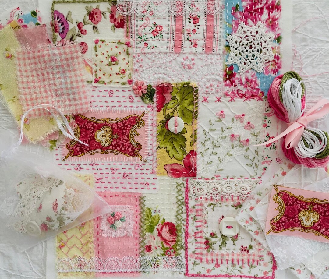 Pink Spring Slow Stitch Kit W Full Color Instructions, Fabric, Floss ...