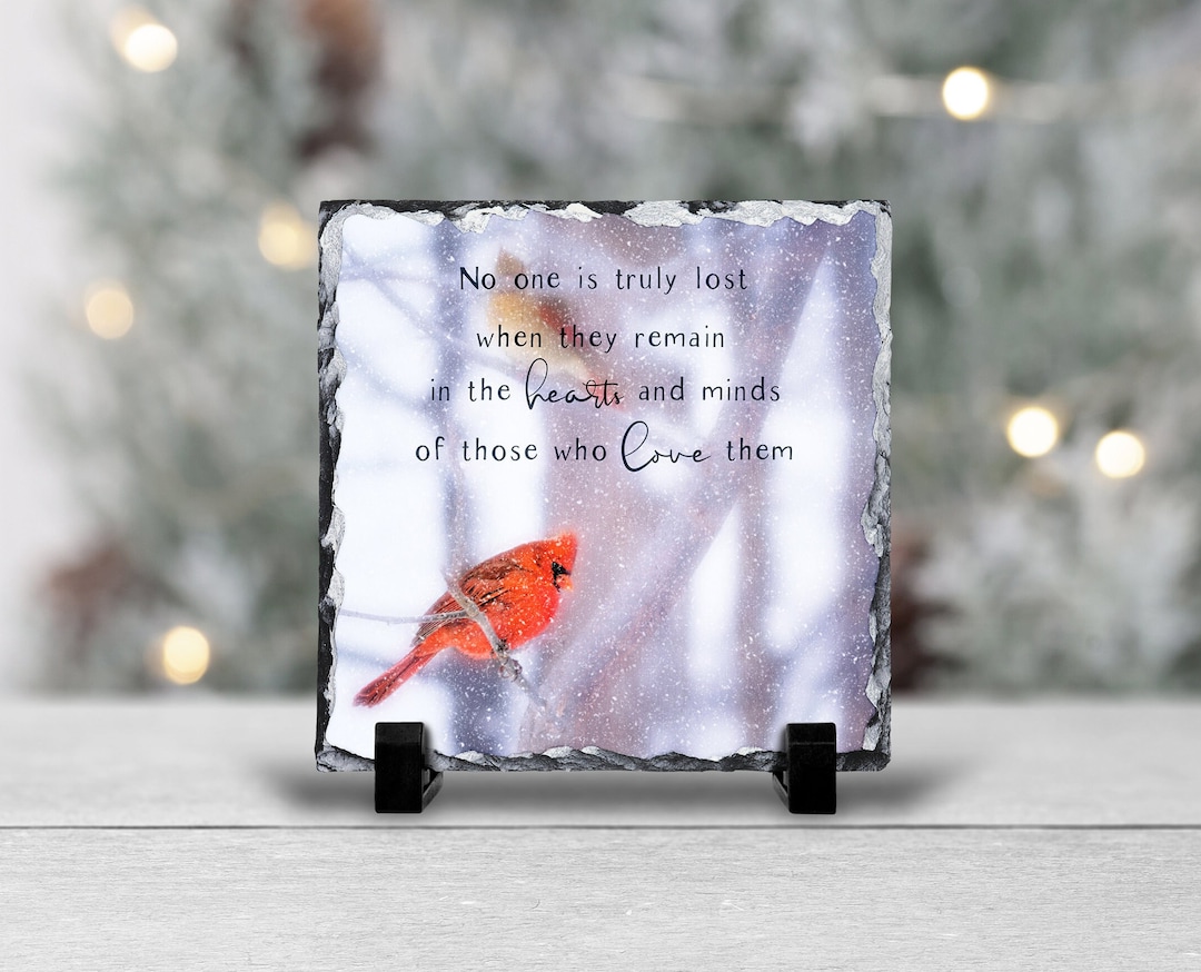 Cardinal Loved One Slate Tile Memorial Gift Display Stand or Hanging ...