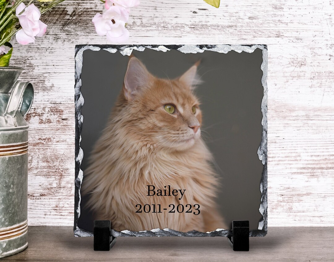 Personalized Pet Memorial Slate Tile Loss of Pet Photo Keepsake Custom ...