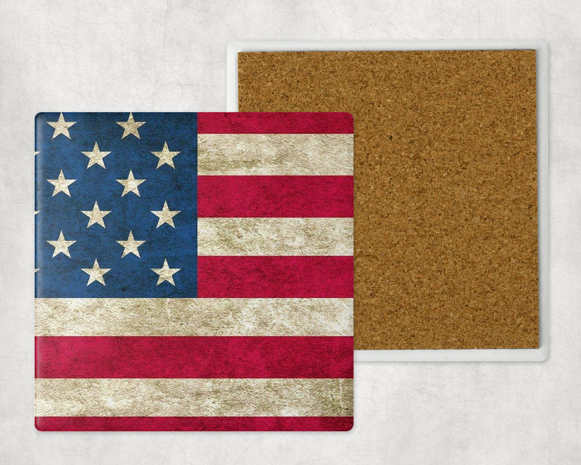 Patriotic Coasters American Flag Red White and Blue USA Ceramic Set of ...