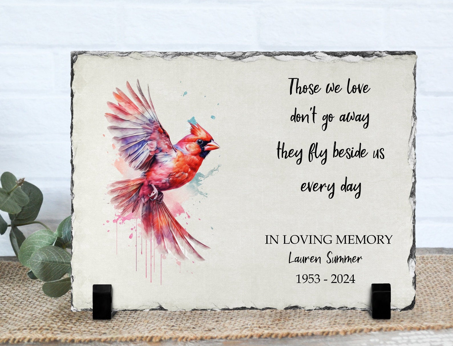 Personalized Cardinal Memorial Slate Tile for Loved One, Custom Tribute ...