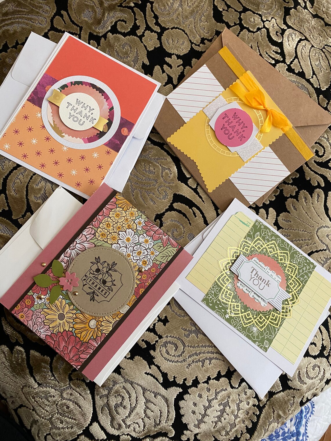 Handmade Thank You Notes set of 4 | Etsy