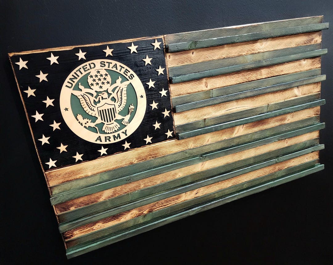 Handmade Wooden US Army Flag, Rustic Military Wall Art, Patriotic Decor ...
