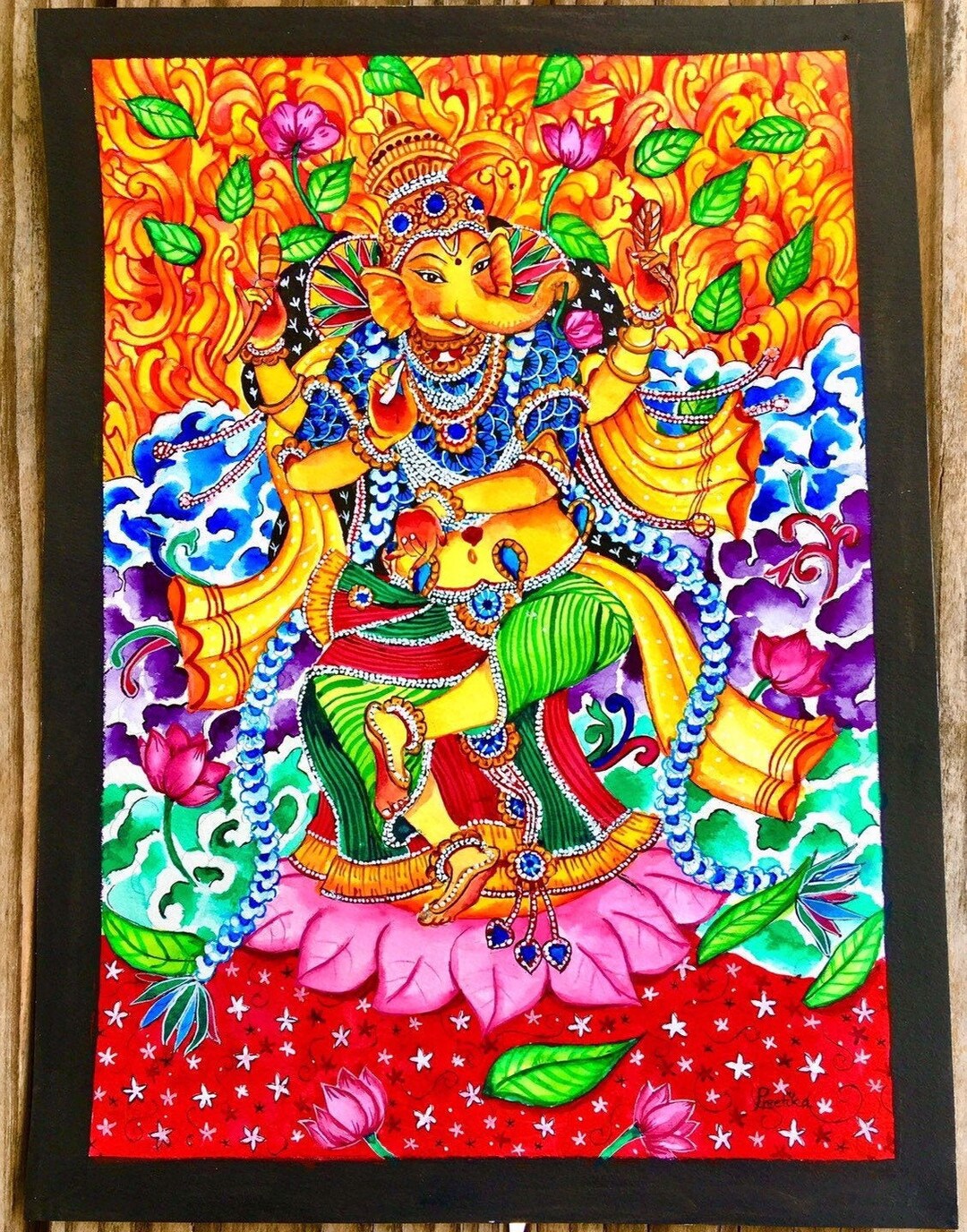 Dancing Ganesha, Indian Mural Painting,intricate Design ,symbol for ...