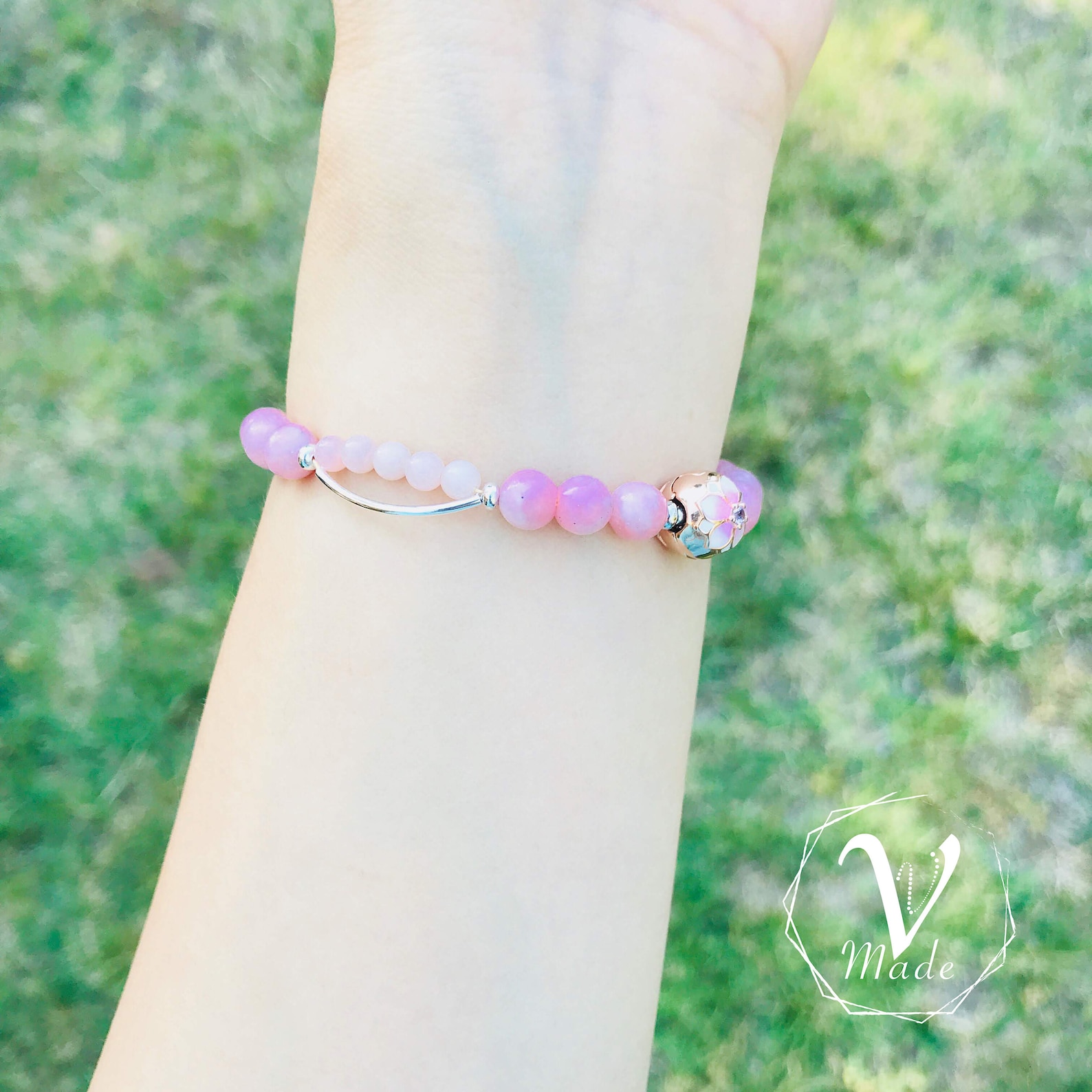 Pandora Sakura Clip_pink Opal Bracelet Gemstone Bracelet Personalized Bracelet Handmade Jewelry ...
